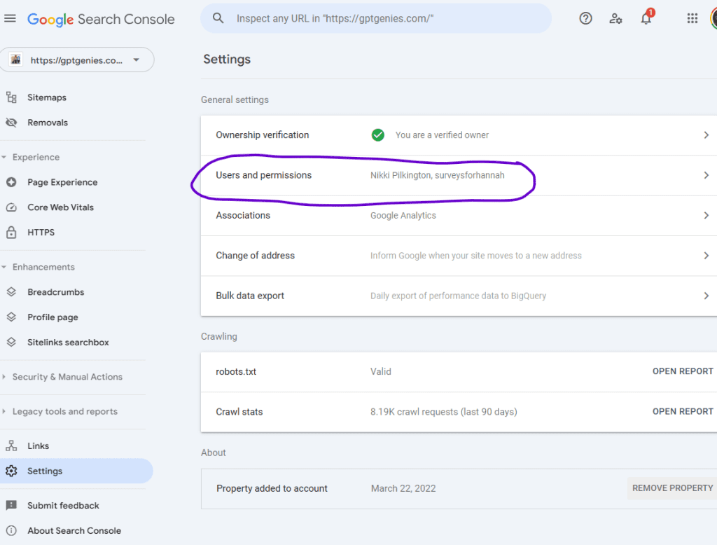 How to add a user to your Google Search Console